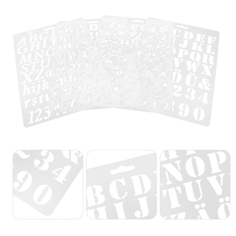 8 Pcs Text Stencil Word Stencils for Painting Number Large Alphabet ...