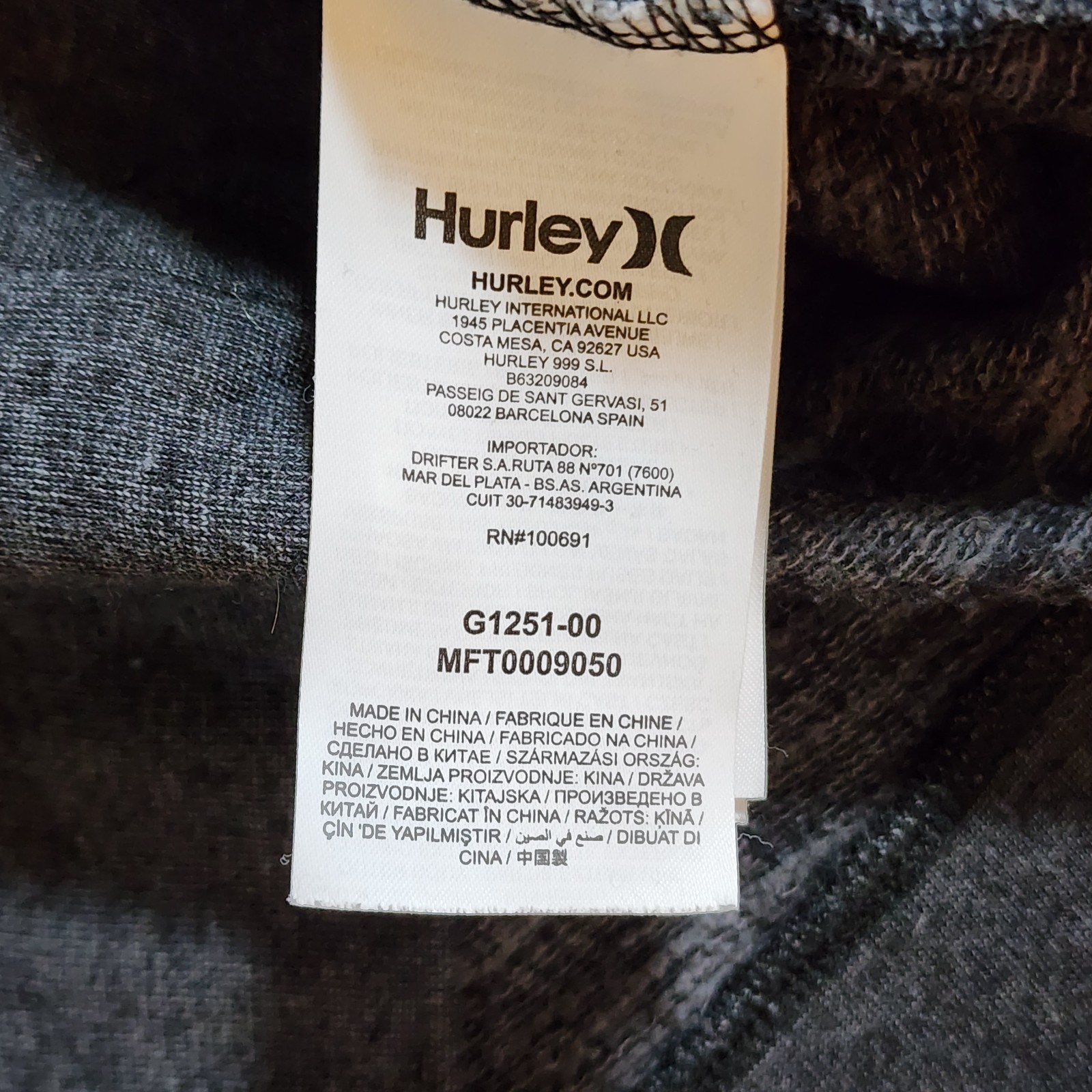 Hurley for Buckle Mens Full Zip Light Hoodie Jacket Size M Gray Knit ...