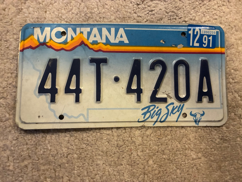 1991 Montana License Plate 44T 420 Marijuana Weed Number Time 4:20 ...