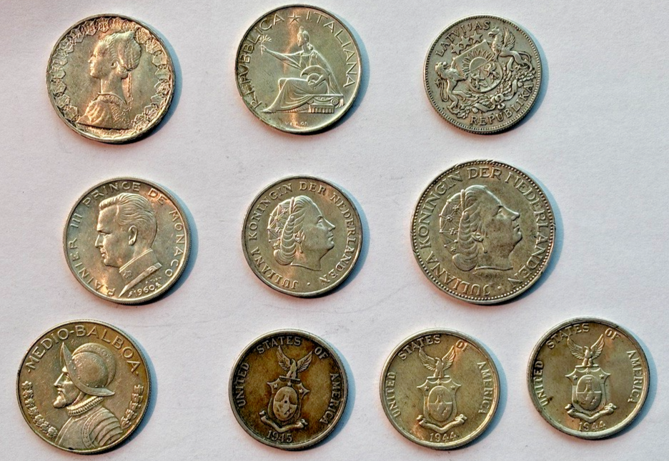 383 Grams World Silver Coin Lot, EST. 9 Troy Oz ASW, 35 Coins | eBay