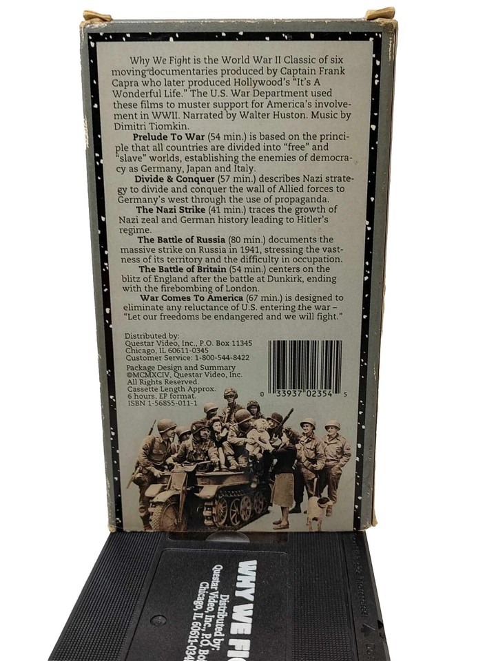 FRANK CAPRA'S * WHY WE FIGHT * VHS * WORLD WAR II CLASSIC * QUESTAR ...