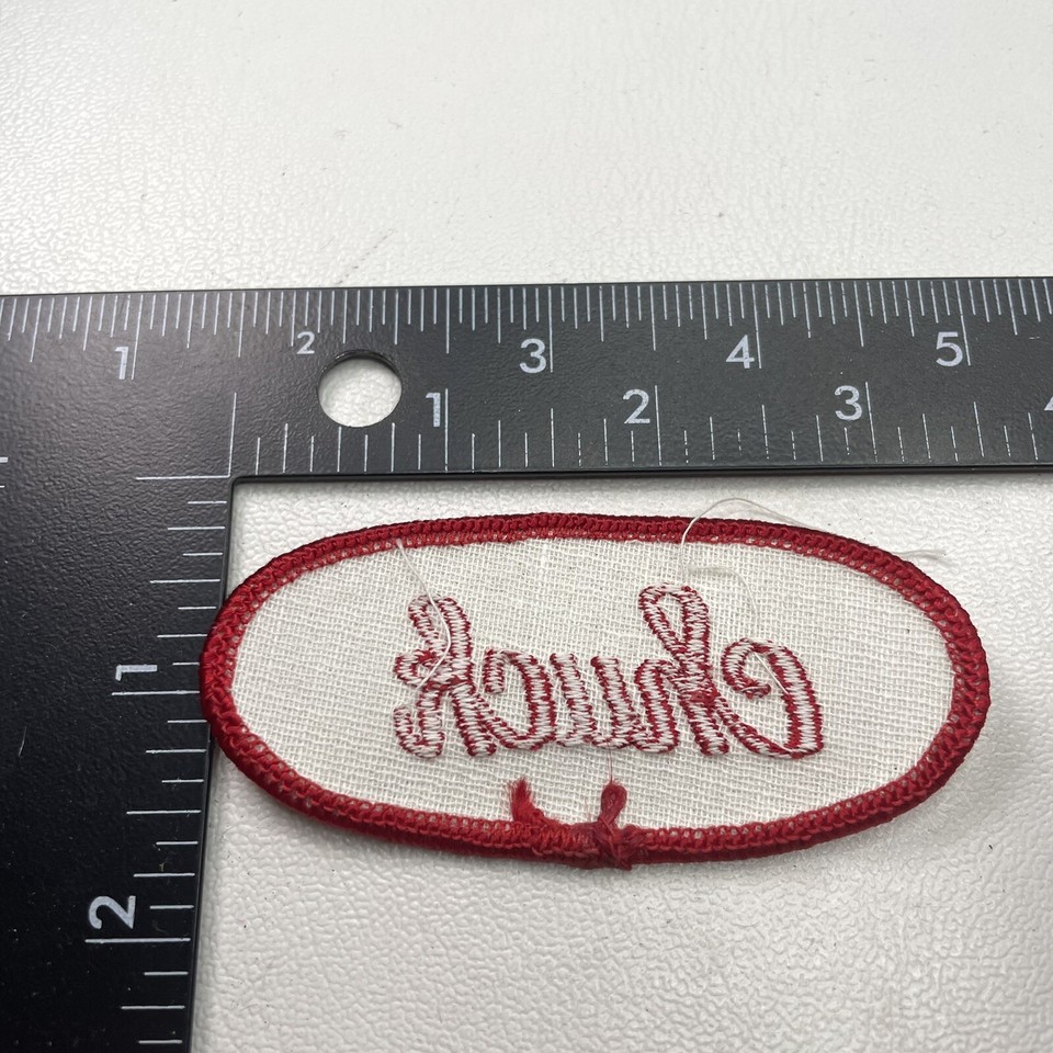 Oval Uniform Patch Name CHUCK Patch Cursive Red Letters 25K4 | eBay