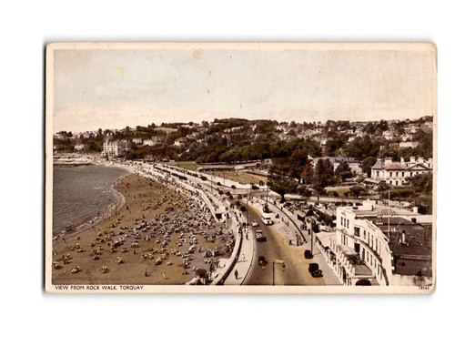 Vintage Torquay Postcard View from Rock Walk Beachfront Busy Scene ...