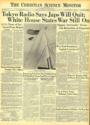 August 10, 1945 WWII Original Int. Newspaper - ATOMIC BOMB JAPAN WILL ...