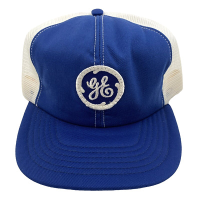 Vtg GE General Electric Patch Hat 2-Tone Mesh USA Snap Back Trucker Dad ...