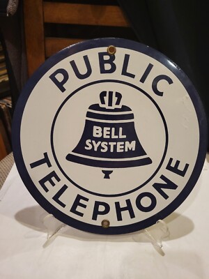 Vintage Bell Systems Public Telephone Porcelain Round Sign 9" | eBay