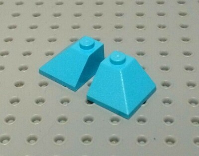 Lego Slope 45° Double Convex Corner 2x2 [3045] Medium Azure x2 | eBay UK