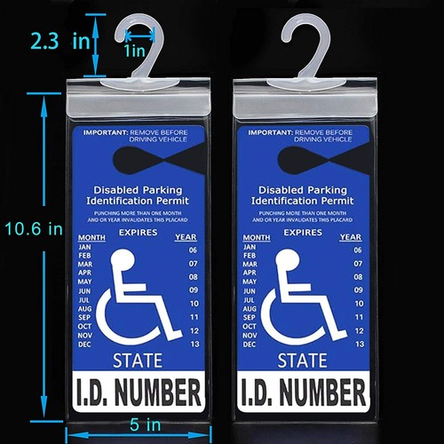 Handicap Placard Holder Disabled Parking Permit Protector Mirror Tag ...