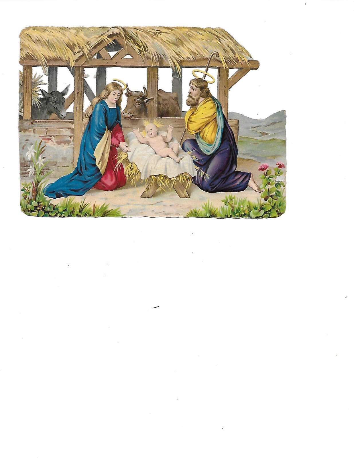 Victorian Antique Die Cut Scrap Nativity Scene Reason for Christmas | eBay