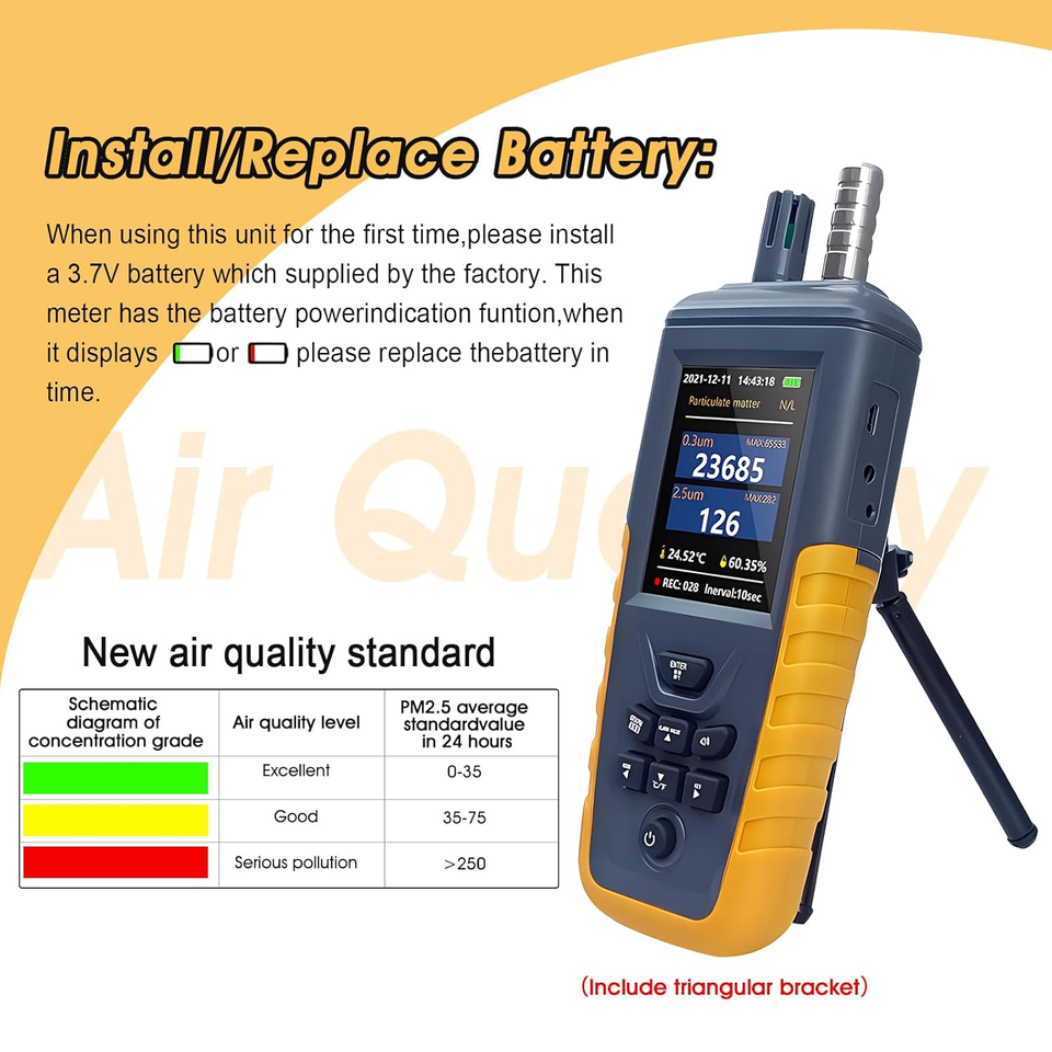 Air Quality Monitor Dust Particle Counter PM0.3/2.5/10um Particulate ...