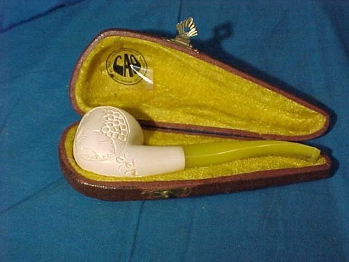 Vintage MEERSCHAUM PIPE by CAO w CARVED GRAPE + LEAF Design w CASE ...