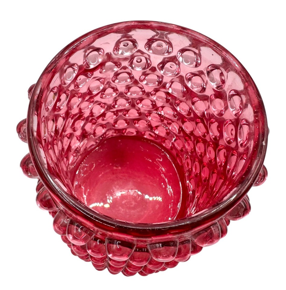 Antique EAPG Glass Cranberry Hobnail Tumbler Vase UV Glows 4.25 x 3” | eBay