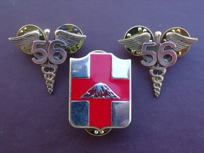 US Army 56th Medical Battalion #ed Collar Brass Crest Pin Military Unit ...