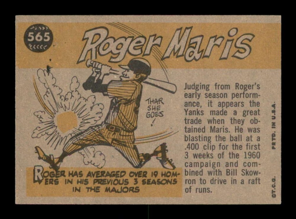 1960 Topps #565 Roger Maris AS VGEX X3587362 | eBay