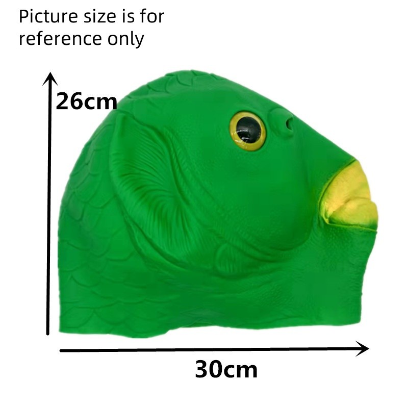 1pc Halloween Green Fish Mask Monster Fish Head Cover Fun Cosplay props ...