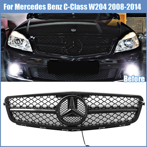 For C-Class W204 08-14 C180 C200 C250 C280 C300 350 Black Front Grill W ...