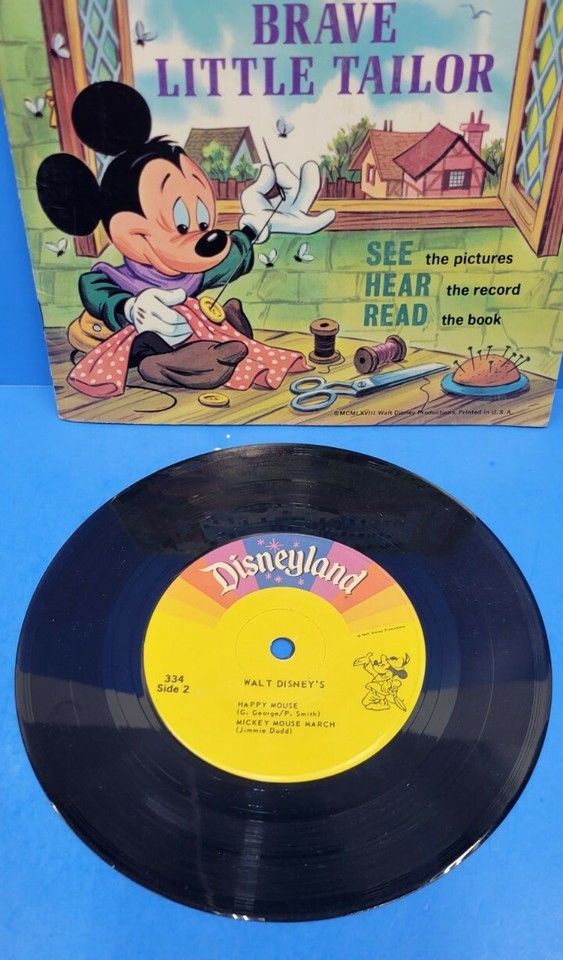 Vintage Disney Mickey Mouse Brave Little Tailor Read Along Book And ...