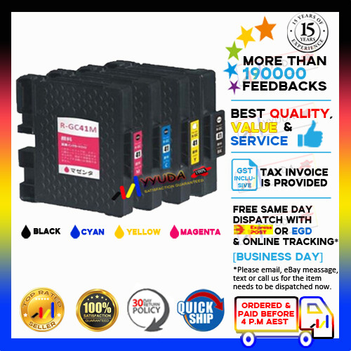 4 Yuda NoN-OEM Ink Cartridges GC41 GC-41 for Ricoh SG-3110DNW SG-7100dn ...
