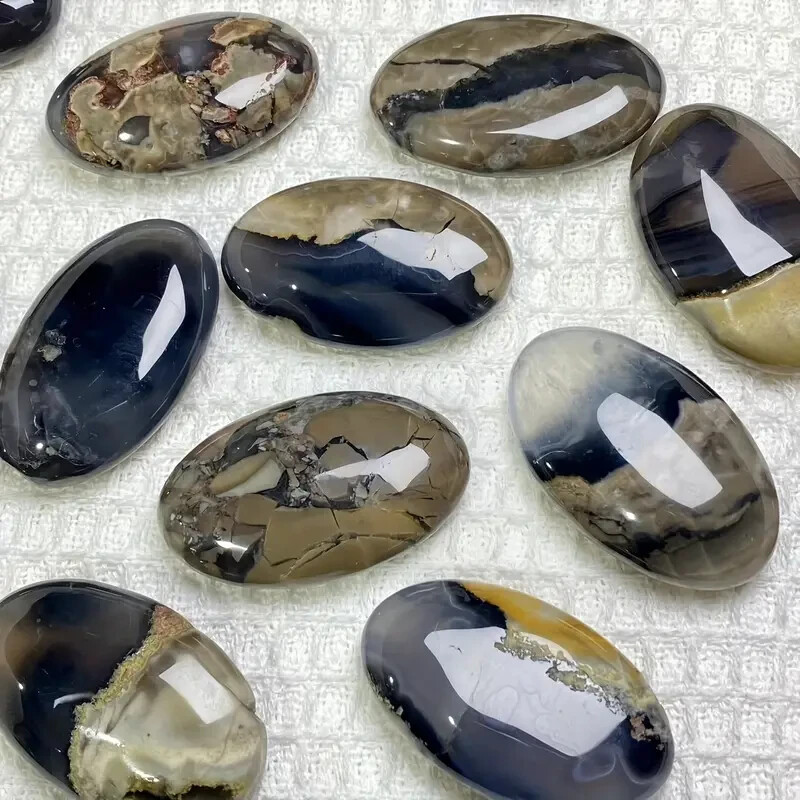 1pc Natural Volcanic Agate Palm Stone Fluorescent UV Reactive Home ...