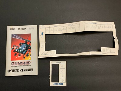 Gunship Instruction Manual & Keyboard Overlays Micro Prose Computer ...