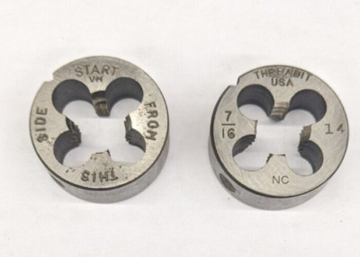 2 Threadit 7/16"-14 NC Round Dies 1" OD Solid Die CS Carbon Steel USA ...
