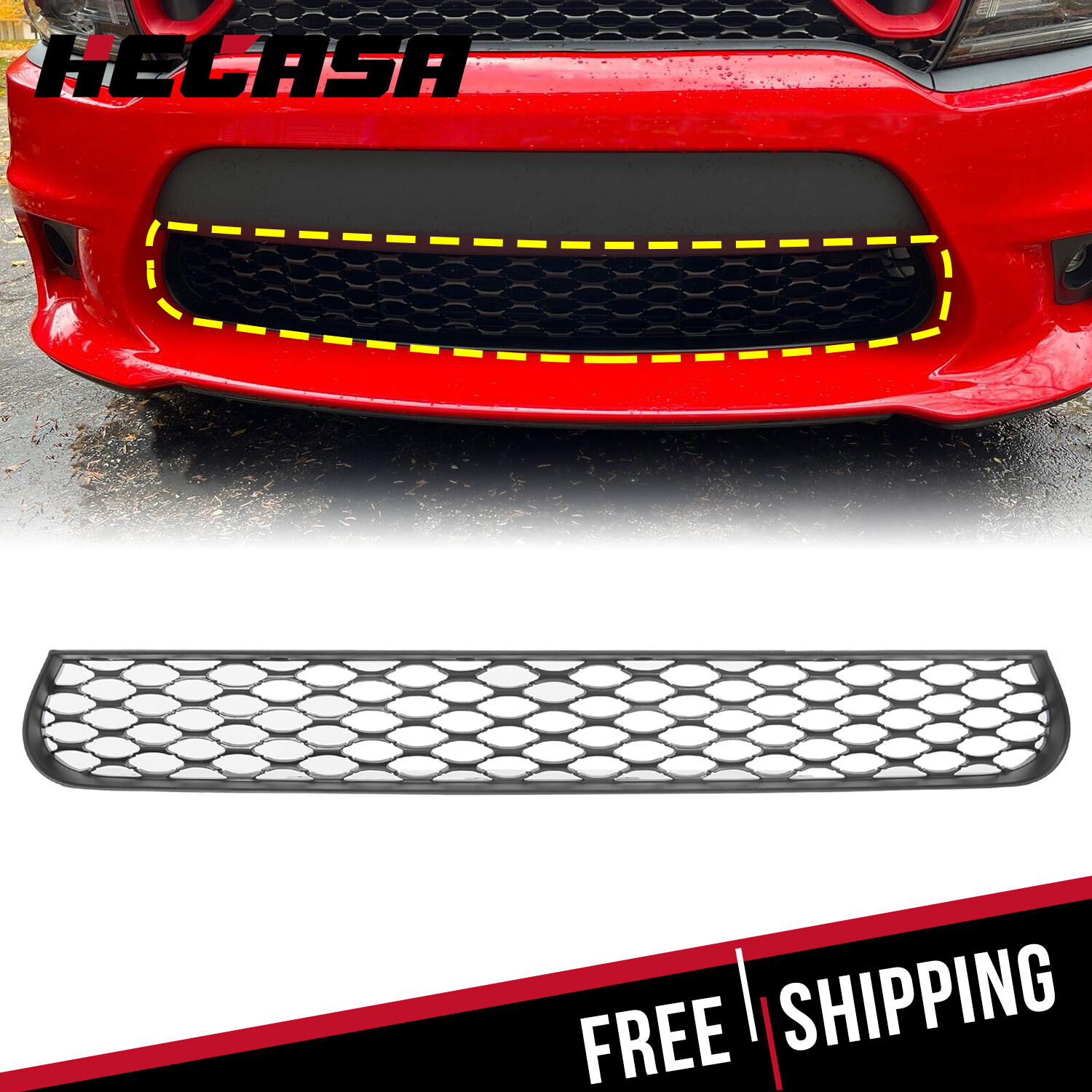 Front Lower Mesh Bumper Grille For 2015-2023 Dodge Charger SRT Scat ...