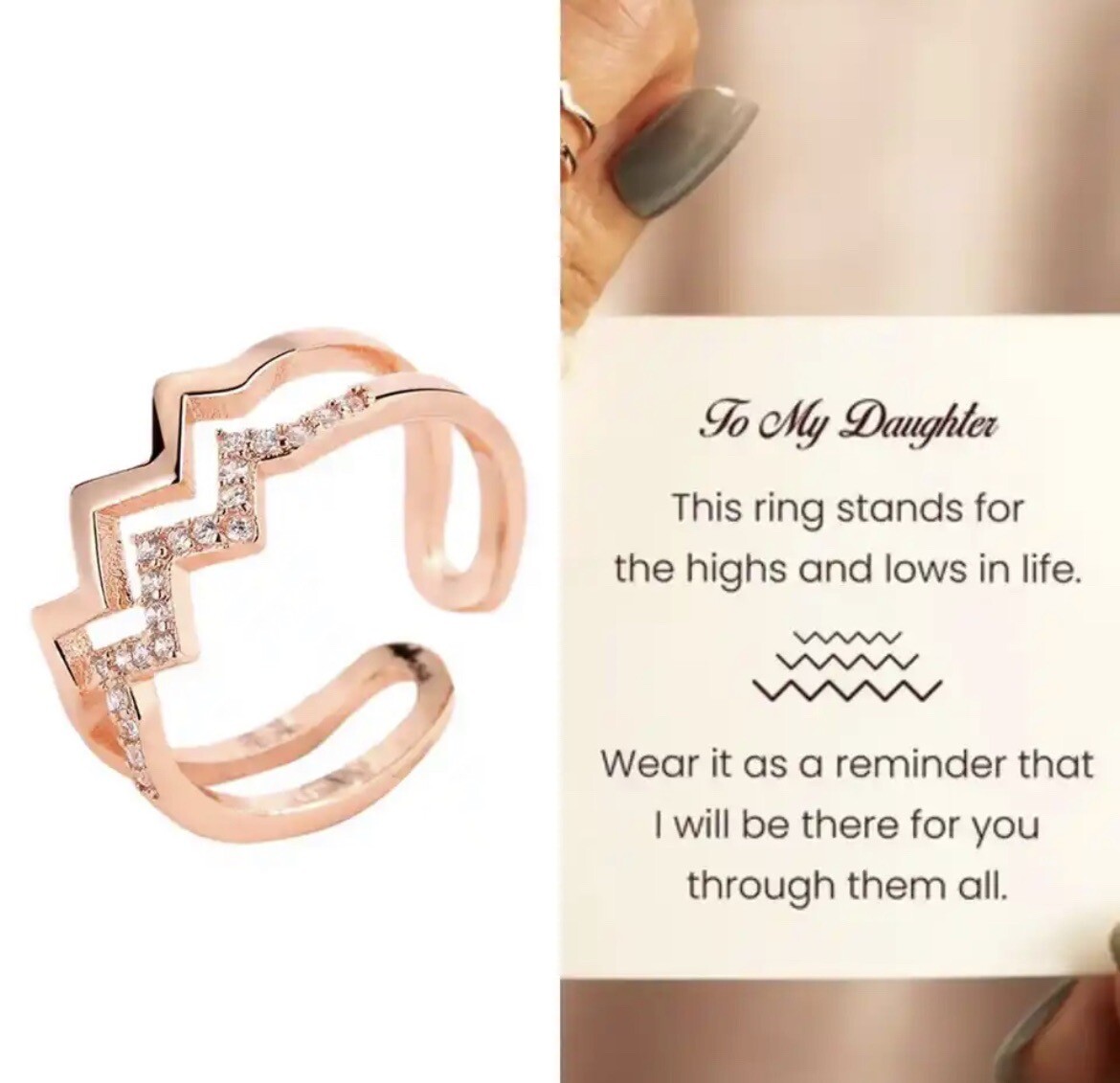 To My Daughter Vintage Double Wave Ring With Card Rose Gold Colour | eBay UK