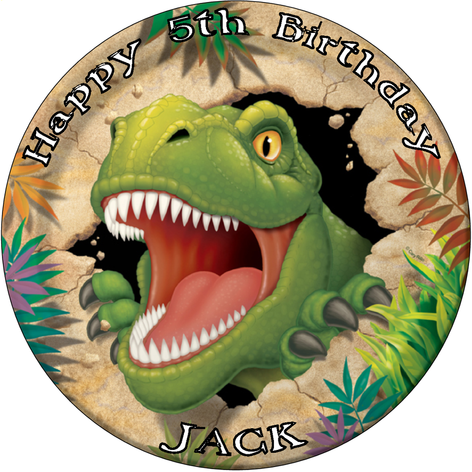 DINOSAUR T-REX 7.5 PREMIUM Edible RICE CARD Cake Topper DECORATION DINO ...