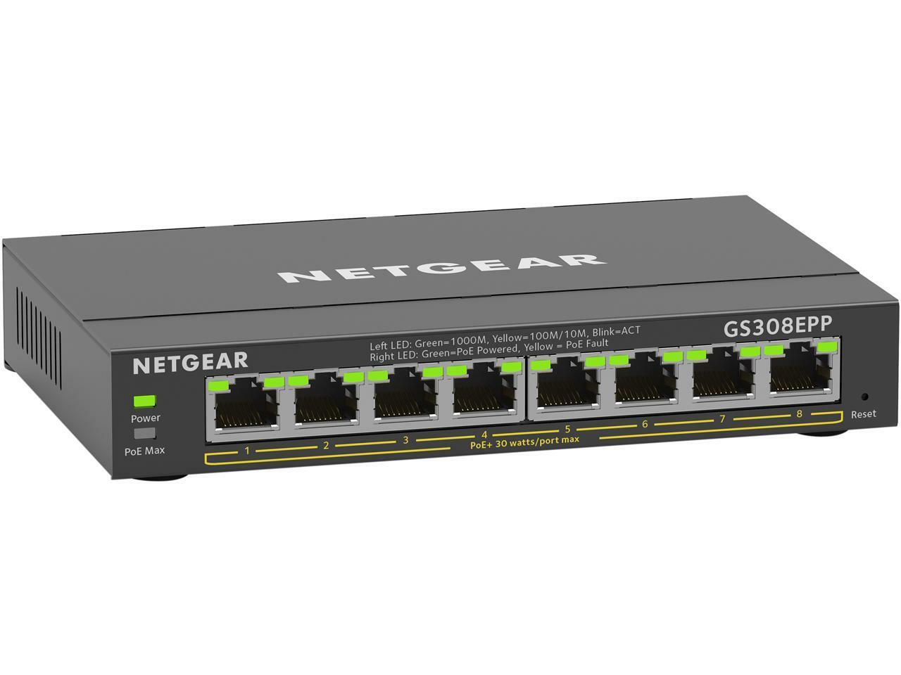 NETGEAR GS308EPP 8 Port Rack Mountable Ethernet Switch - GS308EPP ...