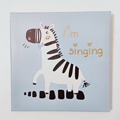 NEW I'm Singing Canvas Wall Art, Singing Zebra Artwork, 8x8 Canvas ...