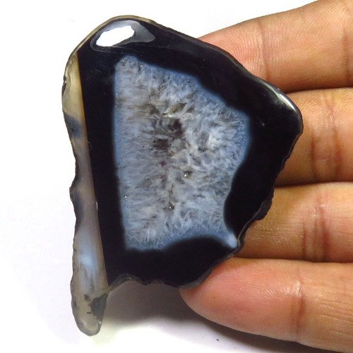 Black Agate Gemstone Slice 60x43 mm Natural agate Geode Cabochon 103Cts ...