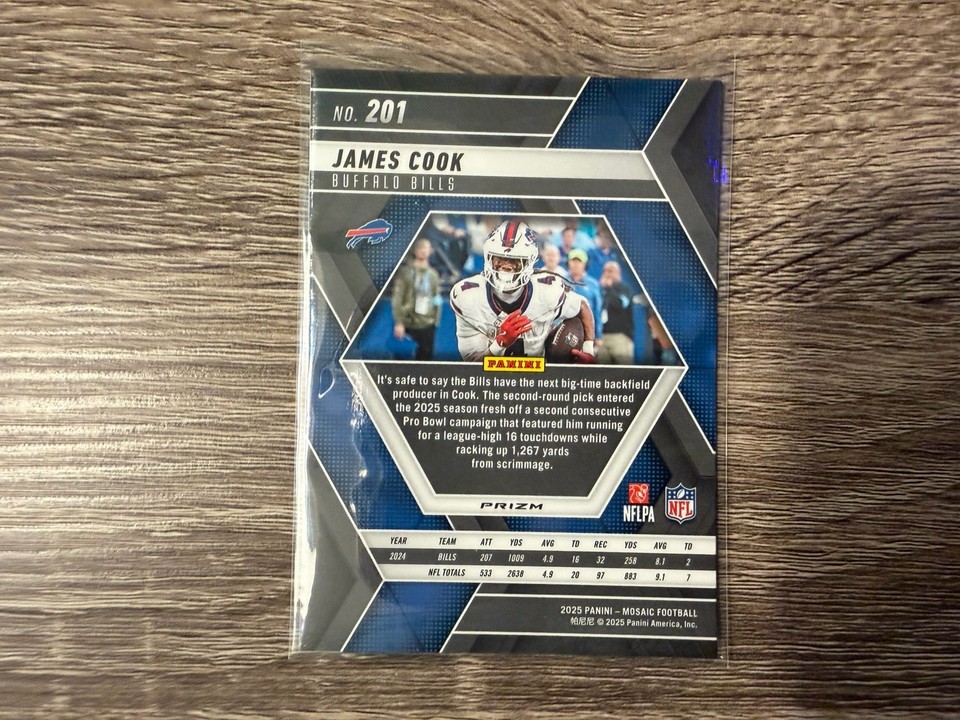 2025 Panini Mosaic Football James Cook Blue Reactive #201 Buffalo Bills ...