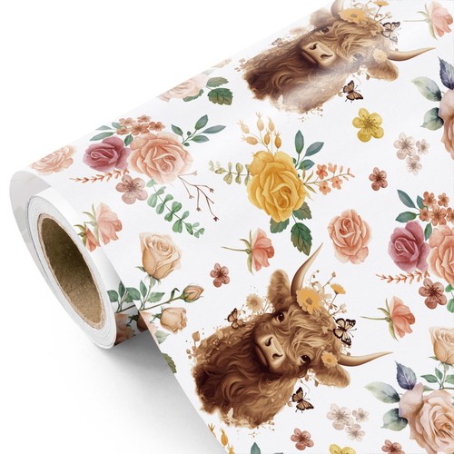 Highland Cow Wrapping Paper Roll - Mini Roll - 17 Inch x 16.5 Feet ...