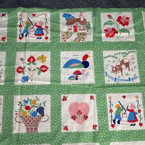 Vintage Spring Mills Fabric Cheater Quilt Panel Farm Cottage Retro 58 ...