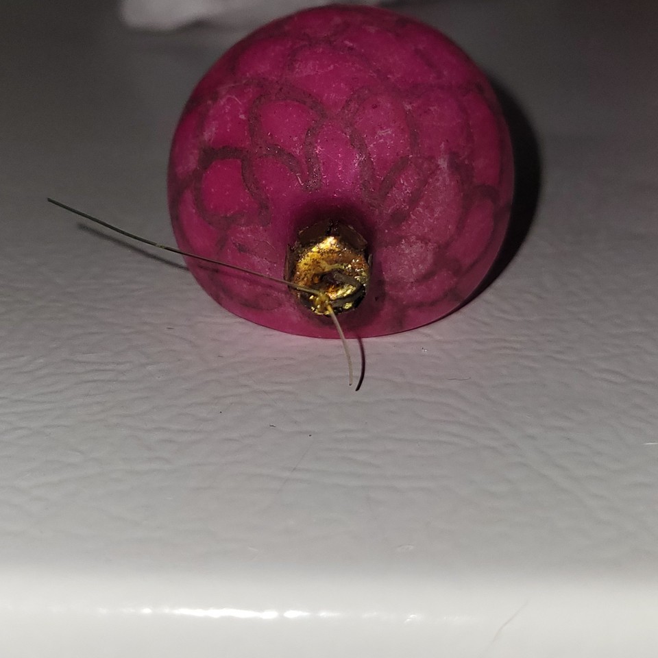 Vintage Christmas Ornament Reflector Indent Blown Glass Pink Glitter | eBay