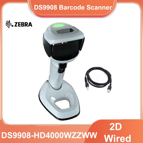 Zebra DS9908-HD4000WZZWW 2D Corded Handheld Barcode Scanner USB Kit ...