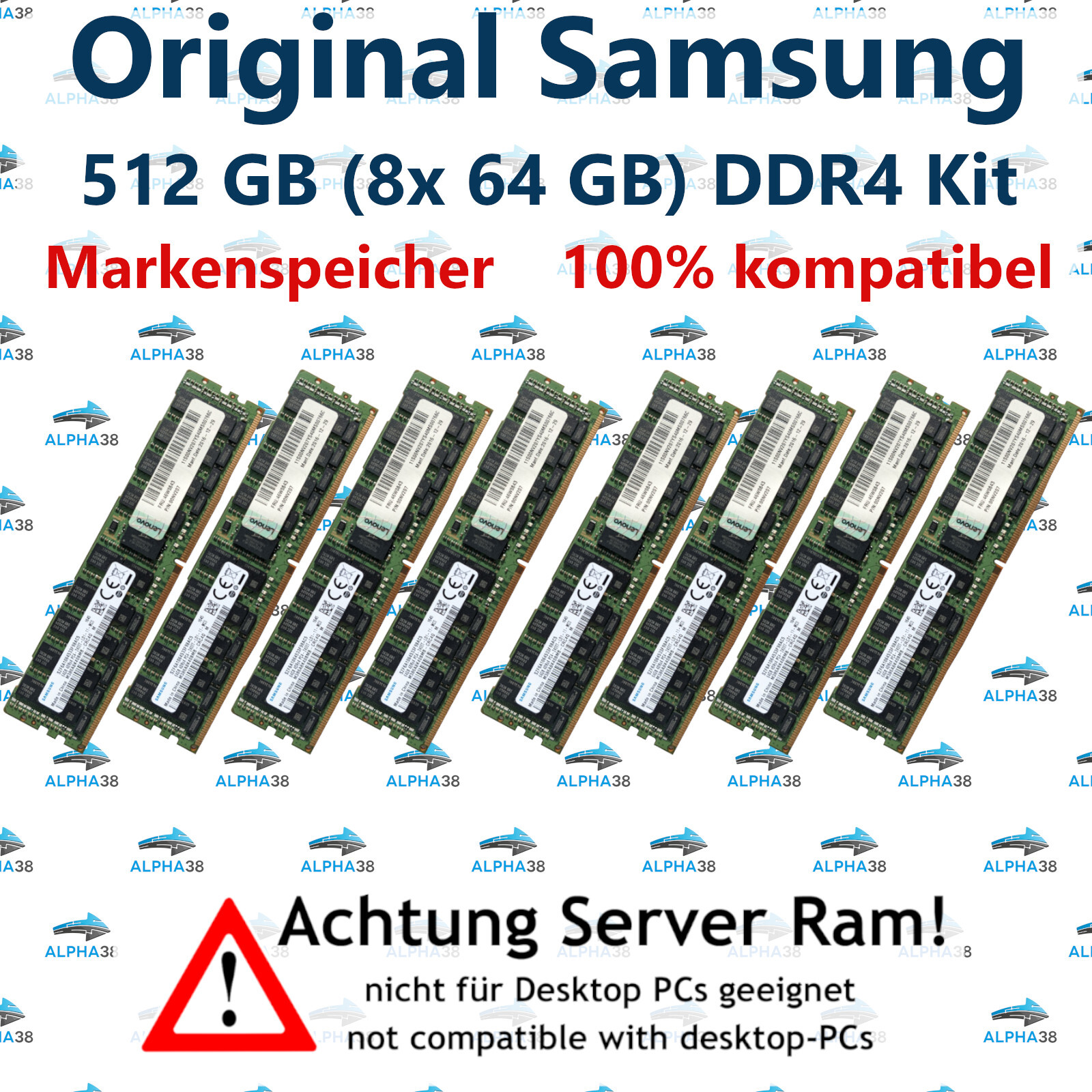 512 GB (8x 64 GB)Lrdimm ECC DDR4-2400 HPE Convergedsystem 300 500 ...