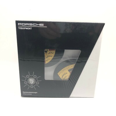 Set Of New Genuine Porsche Black Flat Colour Crested Centre Caps ...
