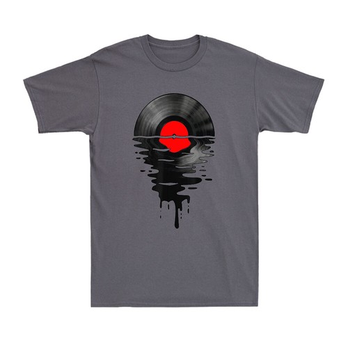 Melting Vinyl T-Shirt Dripping Cool Record DJ Music Vintage Gift Men's ...