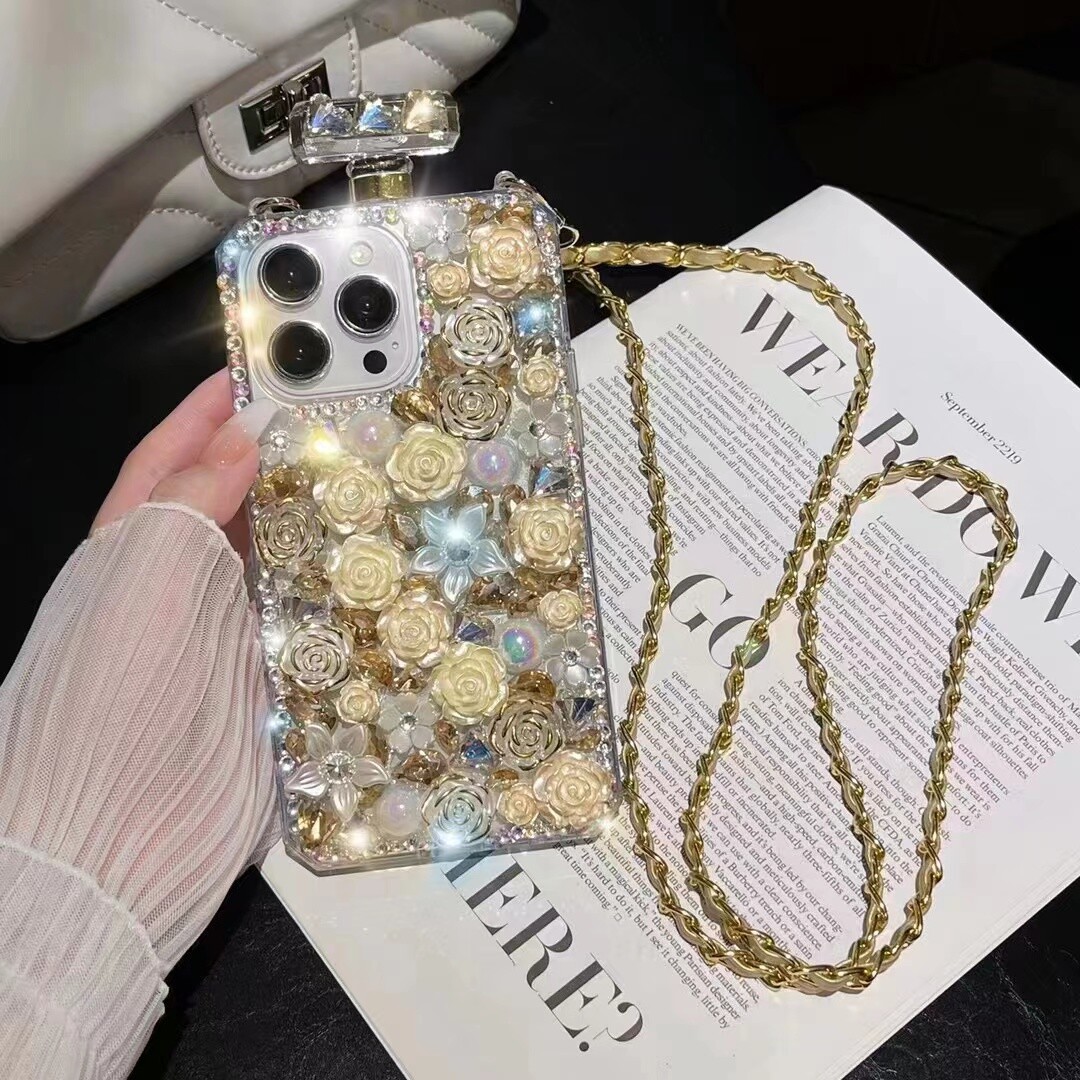 3D Bling Sparkle Perfume Bottle Diamond Case For Samsung S23 S22 S21 ...