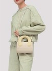 Small Mini Oversized Handles Leather Tote Clutch Box Handbag Purse ...
