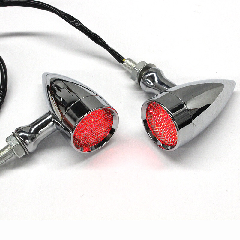 Motorcycle Bullet Red Brake LED Running Turn Signal Tail Light Bobber ...