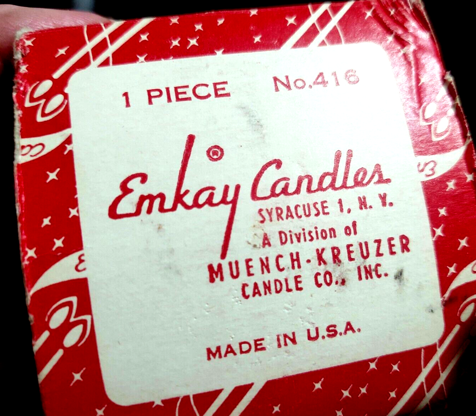 VTG Wax Candle NOS Orig Box Emkay LARGE Red Xmas 1950s Draped w Wax ...