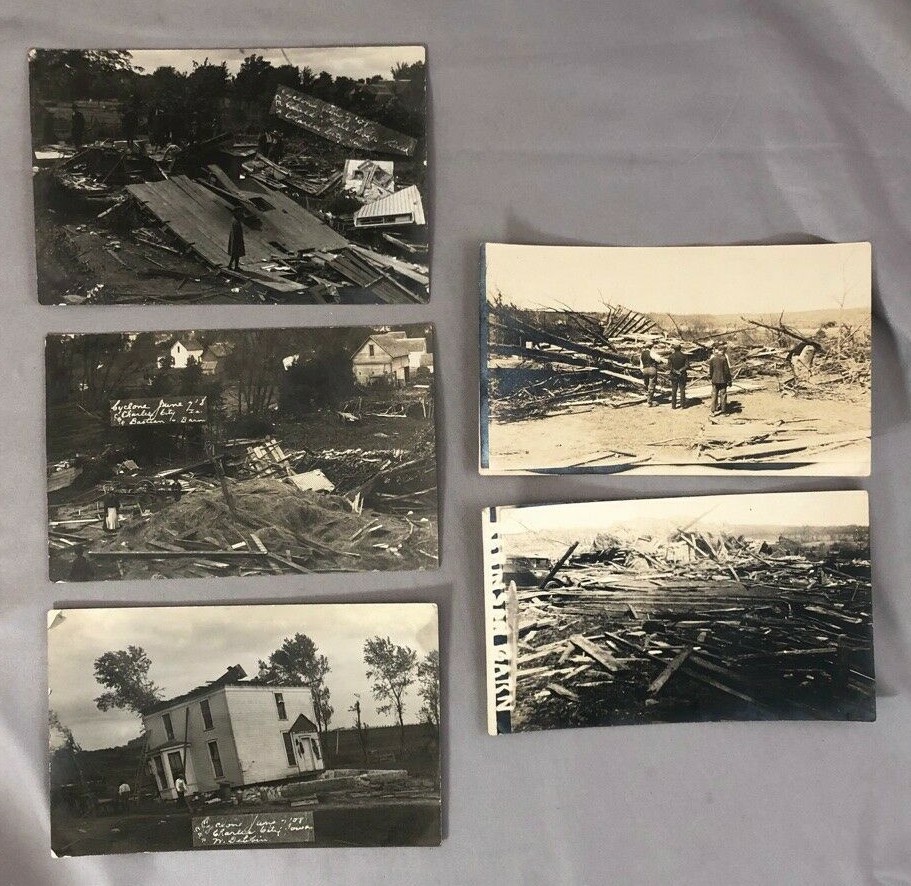 1909 Fatal TORNADO Cyclone CHARLES CITY Iowa RPPC Real PHOTO Postcard ...
