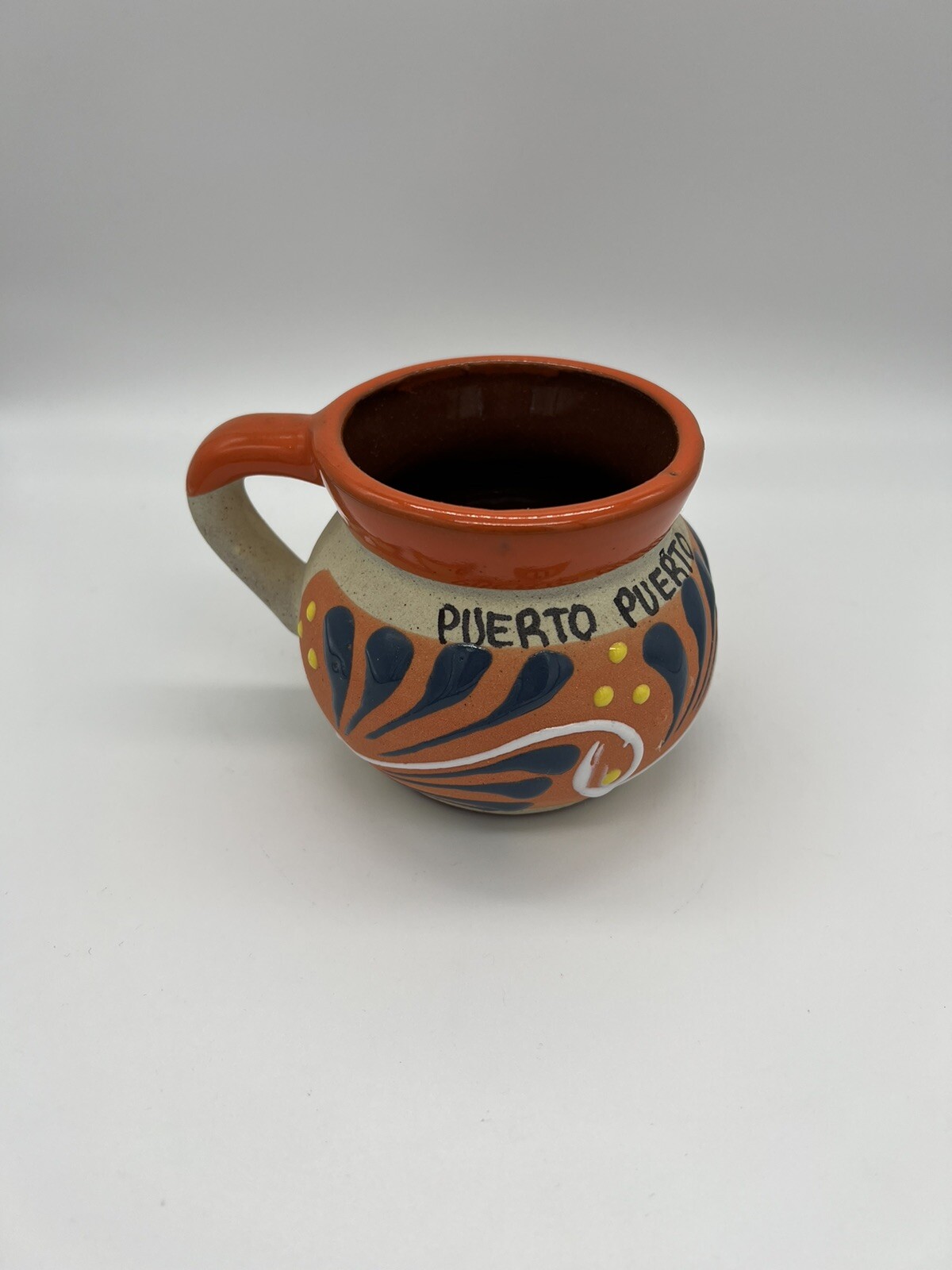 Mexican Clay Coffee Mug Jarrito De Barro Artesanal Pottery Folk Art Cup ...