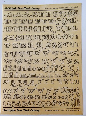 Chartpak Velvet Touch Rub On Lettering Bookman Outline 48pt/M28648 ...