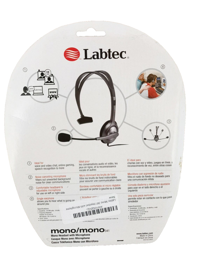 Logitech Labtec Mono 341 Headset with Microphone. SEALED | eBay