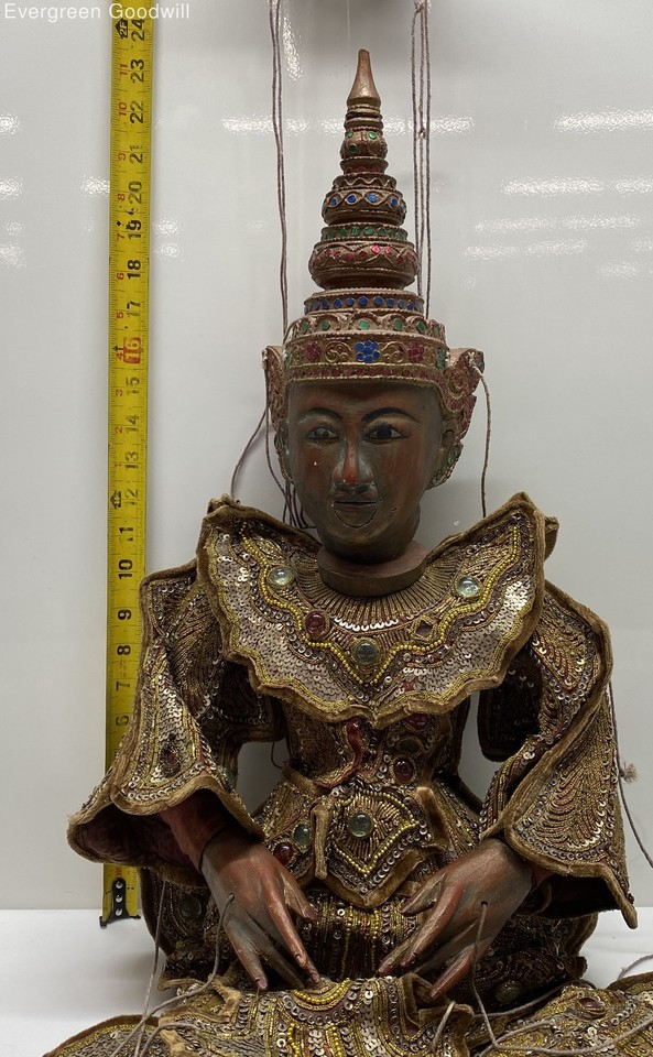 Burmese Yoke Thé Carved Wooden Marionette Puppet | eBay