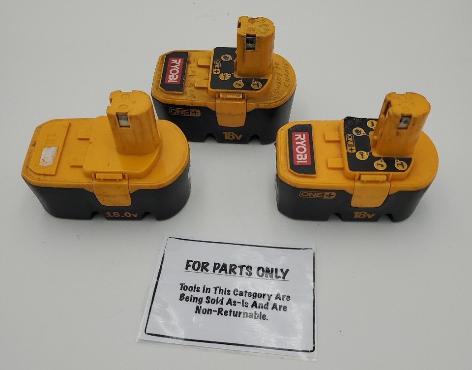 Lot of 3 Ryobi P100 18V ONE+ Battery Pack -For Parts Only 601707335510 ...