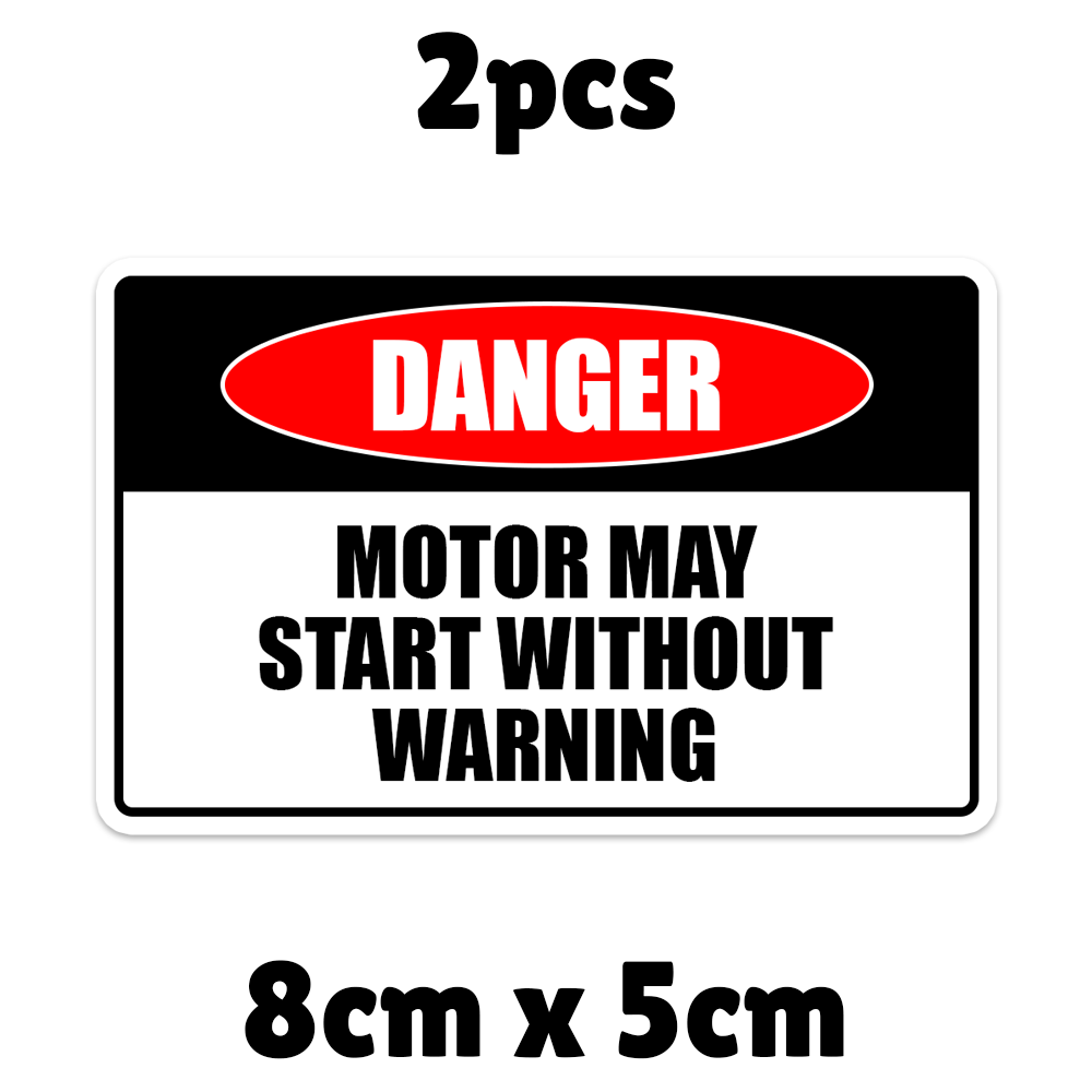 2 x Motor May Start Without Warning Danger Sign Label Sticker Decal ...
